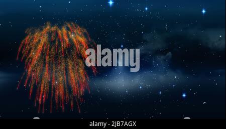 colourful firework exploding in night sky Stock Photo - Alamy