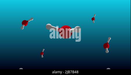 Image of molecules rotating on blue background Stock Photo - Alamy
