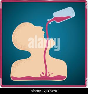 Person drinking alcohol, addiction problems, freehand drawing, vector ...
