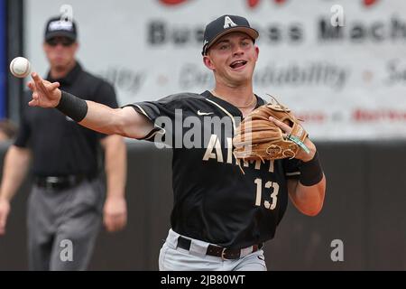 Army infielder Sam Ruta (13) throws against Southern Miss. during an ...