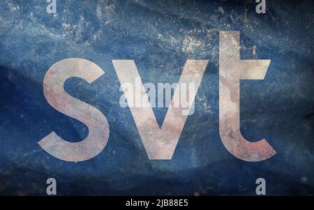 Top view of flag SVT, Sweden. Swedish travel and patriot concept. no ...