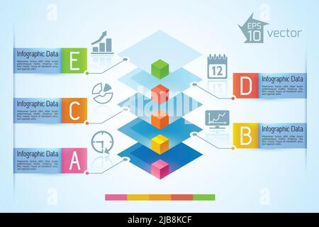 Business squares infographics with 3d colorful cubes diagram graphs ...