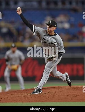 Chicago White Sox pitcher Davis Martin warms up during the first inning ...