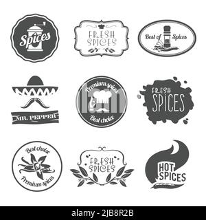 Set of Hot Chili Pepper Labels. Peppers with Fire Flames Spicy Food ...