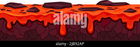 Volcano cartoon vector animation with lava, smoke. Magma crater and ...