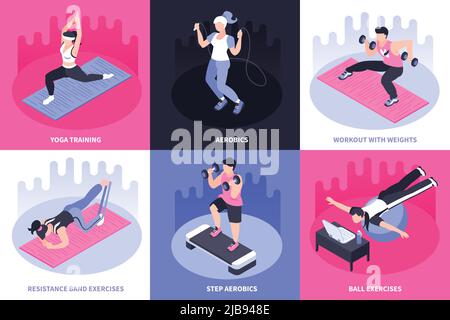 Fitness infographics illustration of people doing workout with graph ...