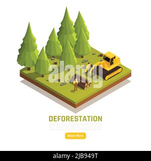 Natural resources timber conversion forest land to farms isometric ...