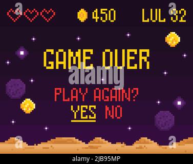 Arcade computer game over interface composition with gaming screen and ...