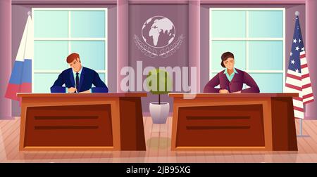 Diplomacy and negotiations background with multinational discussion ...