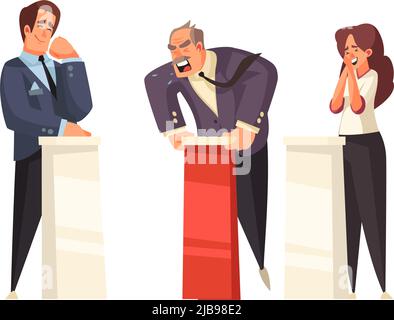 Political talk show composition with doodle characters of two arguing ...