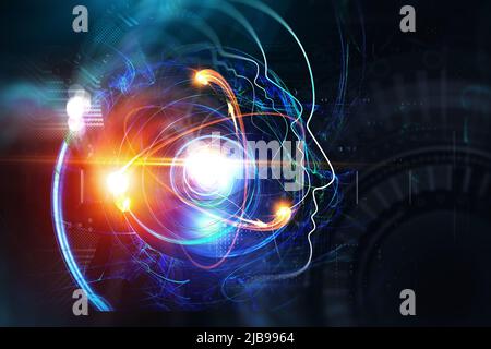Nanotechnology, Molecule model image . Mixed media Stock Photo - Alamy