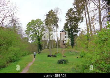 the Old red brick tower Askania Askaniaturm in Wildau Schorfheide near ...