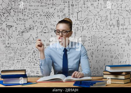 Strict female teacher . Mixed media Stock Photo - Alamy