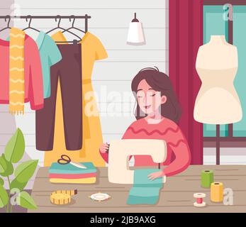 Hobby pastime activities cartoon composition with woman watering ...