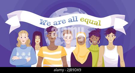 Social justice racism flat composition people of different ...