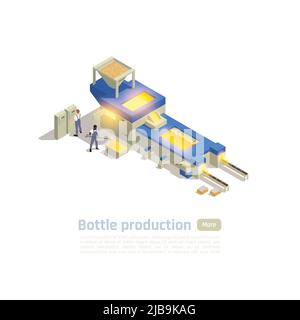 Modern glass container factory hot end production line isometric ...