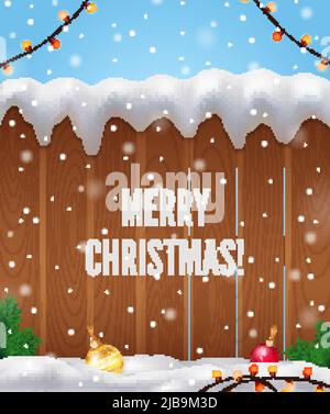 Merry Christmas composition 3D realistic pine fir tree branches gift ...