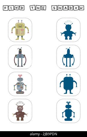 Find a pair or match game with robots. Worksheet for preschool kids ...