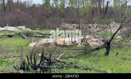 Russian trenches and firing positions made in the highly radioactive ...