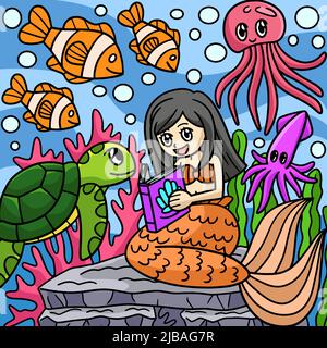 Cute girl reading a book cartoon Stock Vector Image & Art - Alamy