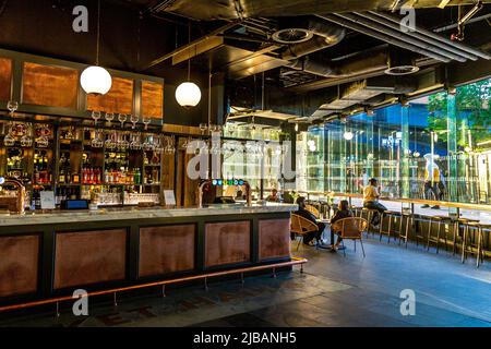 Interior of Cargo Markethall in Canary Wharf, London, UK Stock Photo ...