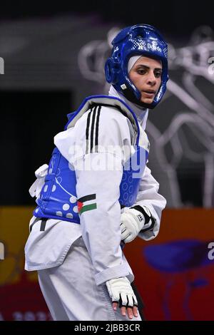 Julyana AL-SADEQ (JOR) vs Magda WIET HENIN (FRA) during the final -67Kg ...