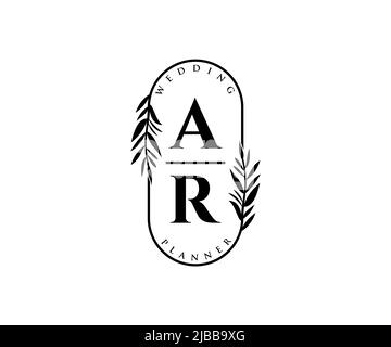 AR Initials letter Wedding monogram logos collection, hand drawn modern ...