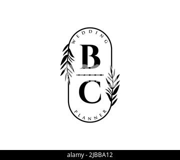 BC Initials letter Wedding monogram logos collection, hand drawn modern ...