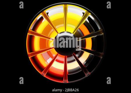 3d illustration round control panel icon. High risk concept on ...