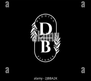 DB Initials letter Wedding monogram logos collection, hand drawn modern minimalistic and floral ...