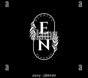 EN Initials letter Wedding monogram logos template, hand drawn modern ...