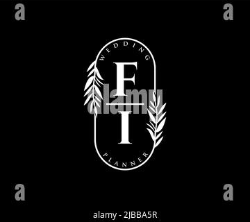 FI Initials letter Wedding monogram logos template, hand drawn modern ...