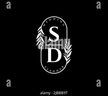 SD Initials letter Wedding monogram logos collection, hand drawn modern ...
