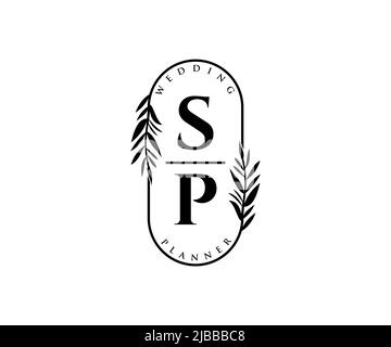 SP Initials letter Wedding monogram logos collection, hand drawn modern ...