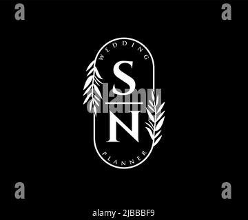SN Initials letter Wedding monogram logos template, hand drawn modern ...