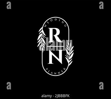RN Initials letter Wedding monogram logos template, hand drawn modern ...