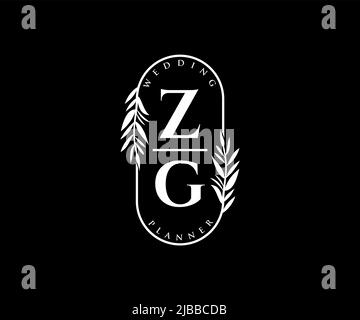 ZG Initials letter Wedding monogram logos collection, hand drawn modern ...