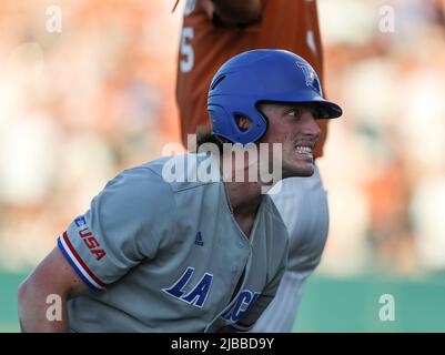Louisiana Tech outfielder Steele Netterville (30) throws during an NCAA ...