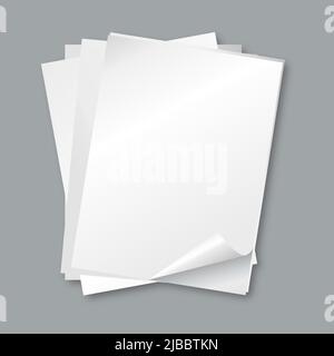 Document pile. Stacked paper sheets, messy office stationary with paper ...