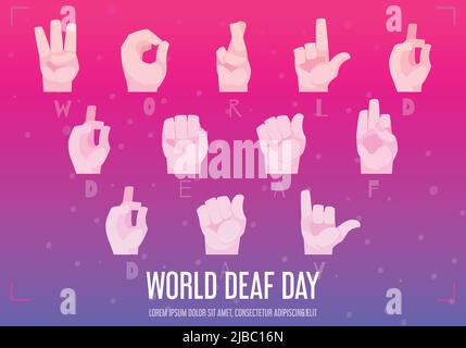 Deaf alphabet poster with hand language symbols flat vector ...