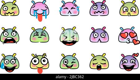 Various Cartoon Emoticons Set with Snails or Slugs. Doodle faces, eyes ...