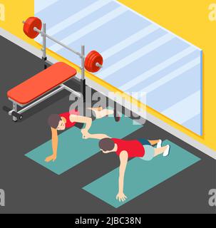 push-ups gym equipment isometric icon vector illustration Stock Vector ...