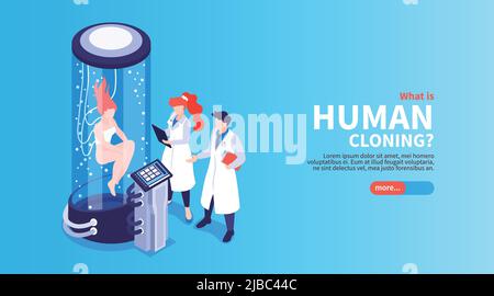 Human cloning isometric background with scientists embryo in medical ...