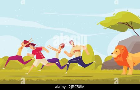 Animated People Running Away