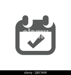 Calendar with tick symbol or check mark. Black vector icon Stock Vector ...