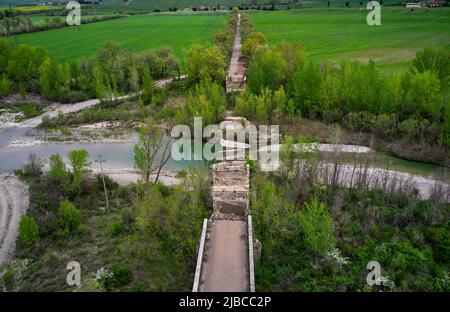 Broken abandoned bridge in the countryside Stock Photo - Alamy