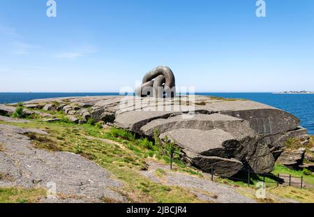 A Broken Chain monument on North Sea coast in Kvernevik suburb ...