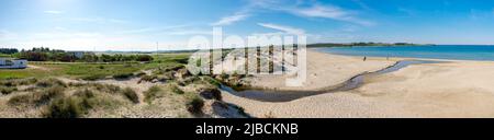 Panorama of Sola beach, sand dunes and resort hotel in the beginning of ...