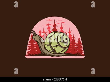 Big wild snail creeping in the forest illustration design Stock Vector ...