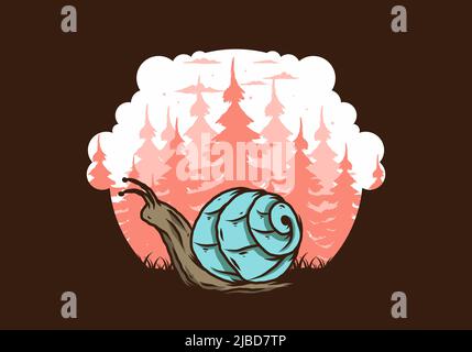 Big wild snail creeping in the forest illustration design Stock Vector ...
